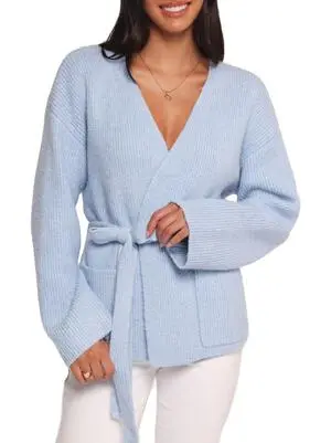 PETAL & PUP Mika Ribbed Wrap Cardigan - Blue