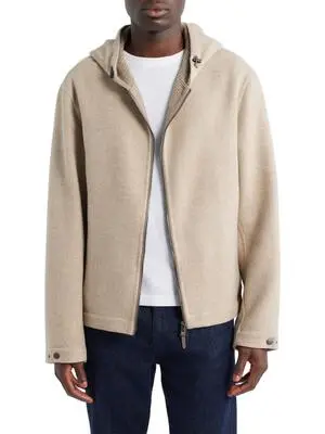 Hugo Boss Cayro Virgin Wool & Cashmere Hooded Jacket - Open Beige