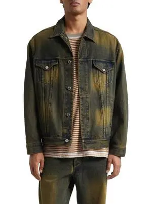 SONG FOR THE MUTE Oversized Denim Worker Jacket - Brown