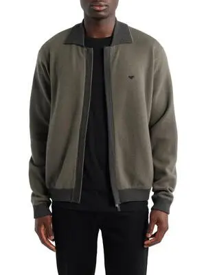 Emporio Armani Wool Zip Cardigan - Grey