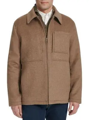 Cole Haan Felt Zip-up Shirt Jacket - Mushroom