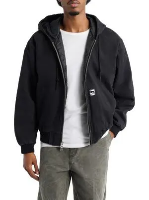 Obey Cotton Hooded Jacket - Black Faded Wash