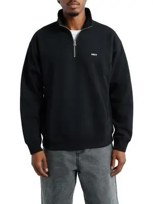 Obey Established Works Quarter-Zip Fleece Pullover Black