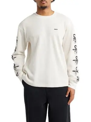 Obey Ears Graphic Thermal Long Sleeve T-shirt - Blanc De Blanc