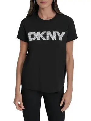 Dkny DKNY Newspaper Logo Graphic T-Shirt Black