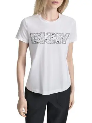 Dkny Newspaper Logo Graphic T-shirt - White