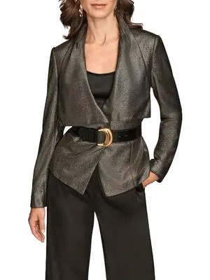 Donna Karan New York Metallic Belted Jacket - Black/gold