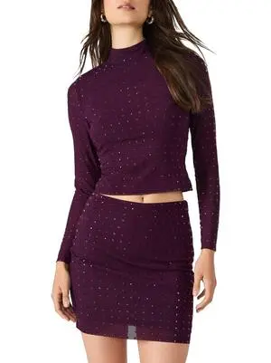 Steve Madden Melvina Studded Knit Top Beet