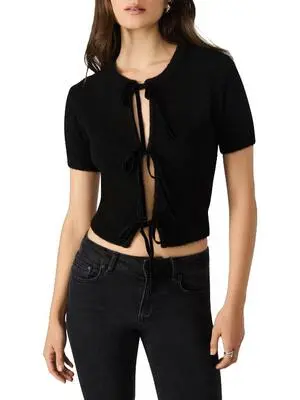 Steve Madden Sereia Tie-front Crop Cardigan - Black