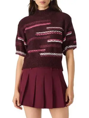 Steve Madden Ketra Mock Neck Crop Sweater Wine