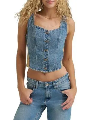 LEEM Back Belt Denim Tank - Aerial View