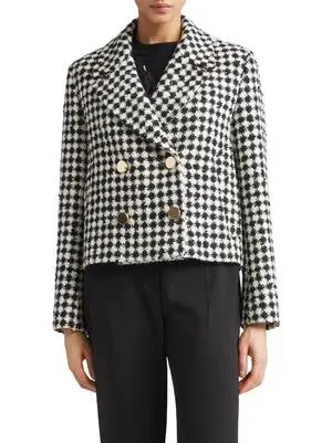 Max Mara Houndstooth Tweed Jacket - White/black