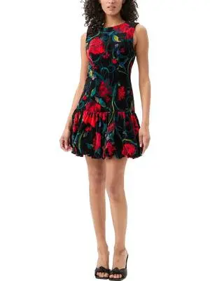 Trina Turk Splendored Bubble Hem Velvet Dress - Multi