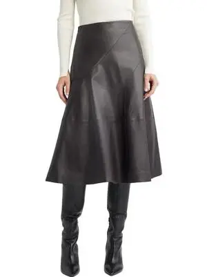 BOSS A-line Leather Skirt - Dark Carmine