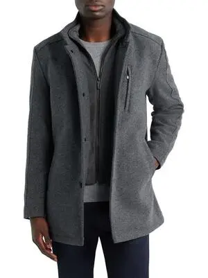 Johnston & Murphy Upton Wool-blend Car Coat With Removable Bib - Charcoal
