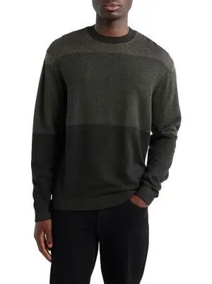 Emporio Armani Jacquard Wool Sweater - Solid Medium Green