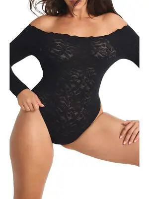 SAVAGE X FENTY Lacy Dreams Pajama Bodysuit - Black Caviar