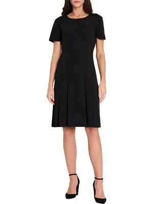 TAHARI ASL Stretch Crepe Fit & Flare Dress - Black
