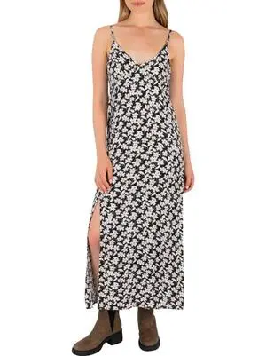 Hurley Amour Floral Print Maxi Slipdress - Black