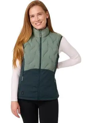 MOBILE WARMING Natural Down Hybrid Heated Vest - Sage/olive