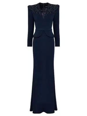 Jenny Packham Sequin-embellished V-neck Maxi Dress - Blackthorne Blue
