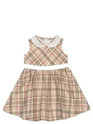 HOPE & HENRY Sleeveless Organic Cotton Party Dress With Peter Pan Collar - Fireside Plaid