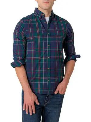 HOPE & HENRY Organic Long Sleeve Stretch Poplin Button Down Shirt - Scottish Plaid