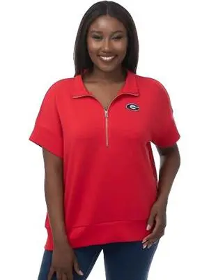 ZOOZATZ Georgia Bulldogs Tri-blend Quarter-zip Top - Red
