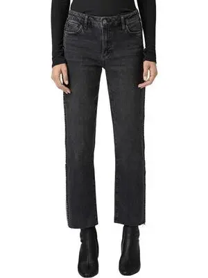 Paige Mason Rhinestone Ankle Straight Leg Jeans - Glitz Black Embellished