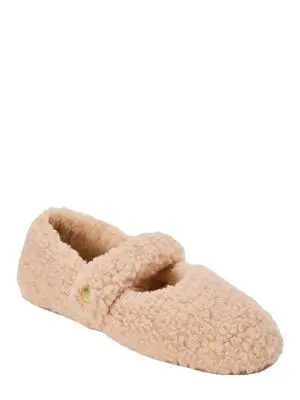 DEARFOAMS Maryanne Luxe Teddy Mary Jane Slipper - Latte