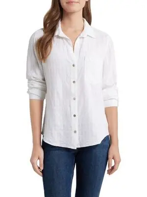 CLOTH & STONE Long Sleeve Button-up Shirt - White