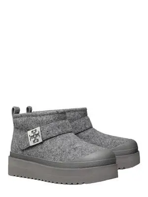 Tory Burch Shearling Lined Platform Boots - Storm Cloud /silver