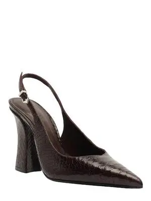Schutz Michelle Snakeskin Embossed Slingback Pump - Dark Plum