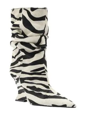 Schutz Siena Slouch Wedge Bootie Zebra Print