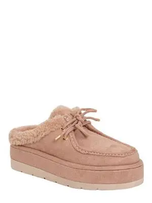SHU SHOP Faux Fur Platform Slipper Pink Suede