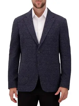 VICTOR EMMANUEL Textured Knit Cotton-blend Sport Coat - Blue