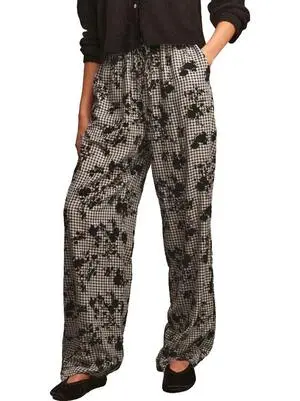 NEXT Floral Flocked Gingham Drawstring Trousers - Multi