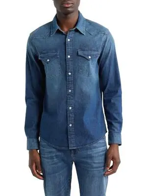 Ag Huston Classic Fit Western Denim Snap-up Shirt - Dawn Sky