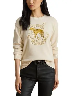 Ralph Lauren Embroidered Crewneck Sweater - Mascarpone Cream