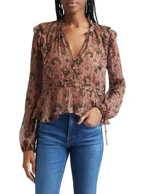 VERONICA BEARD Carnett Floral Silk-Blend Peplum Top