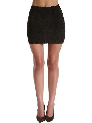 Naked Wardrobe Bouclé Knit Mini Skirt - Dark Chocolate