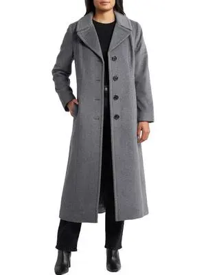 London Fog Wool Blend Longline Coat Light Grey