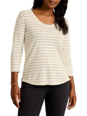 Tommy Bahama Metallic Stripe Cotton Blend Top - Coconut