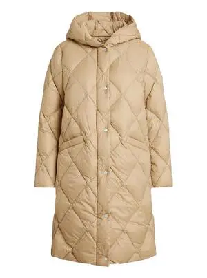 Ralph Lauren Diamond Quilted Hooded Coat - Birch Tan