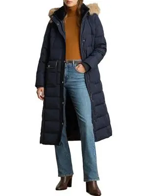 Ralph Lauren Quilted Down Longline Coat Dark Navy