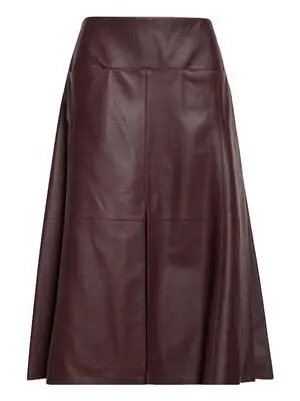 Alaïa Slit Leather Midi Skirt - Prune