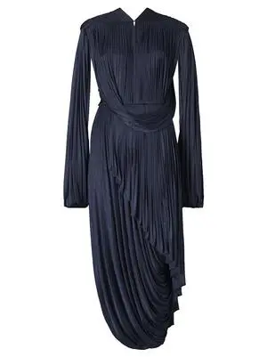 Tory Burch Pleated Draped Viscose Dress - Ink