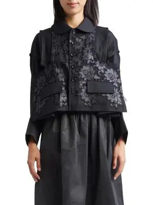 Tao Comme Des Garçons Mixed Media Jacket - Black
