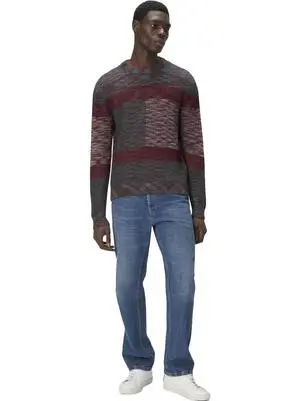 Missoni Crew Neck Sweater With Check Pattern - Grey & Burgundy