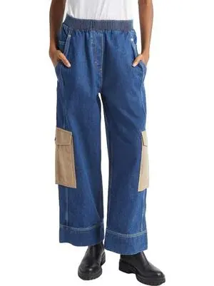 3.1 Phillip Lim Patchwork Wide-leg Cargo Jeans - Indigo Multi